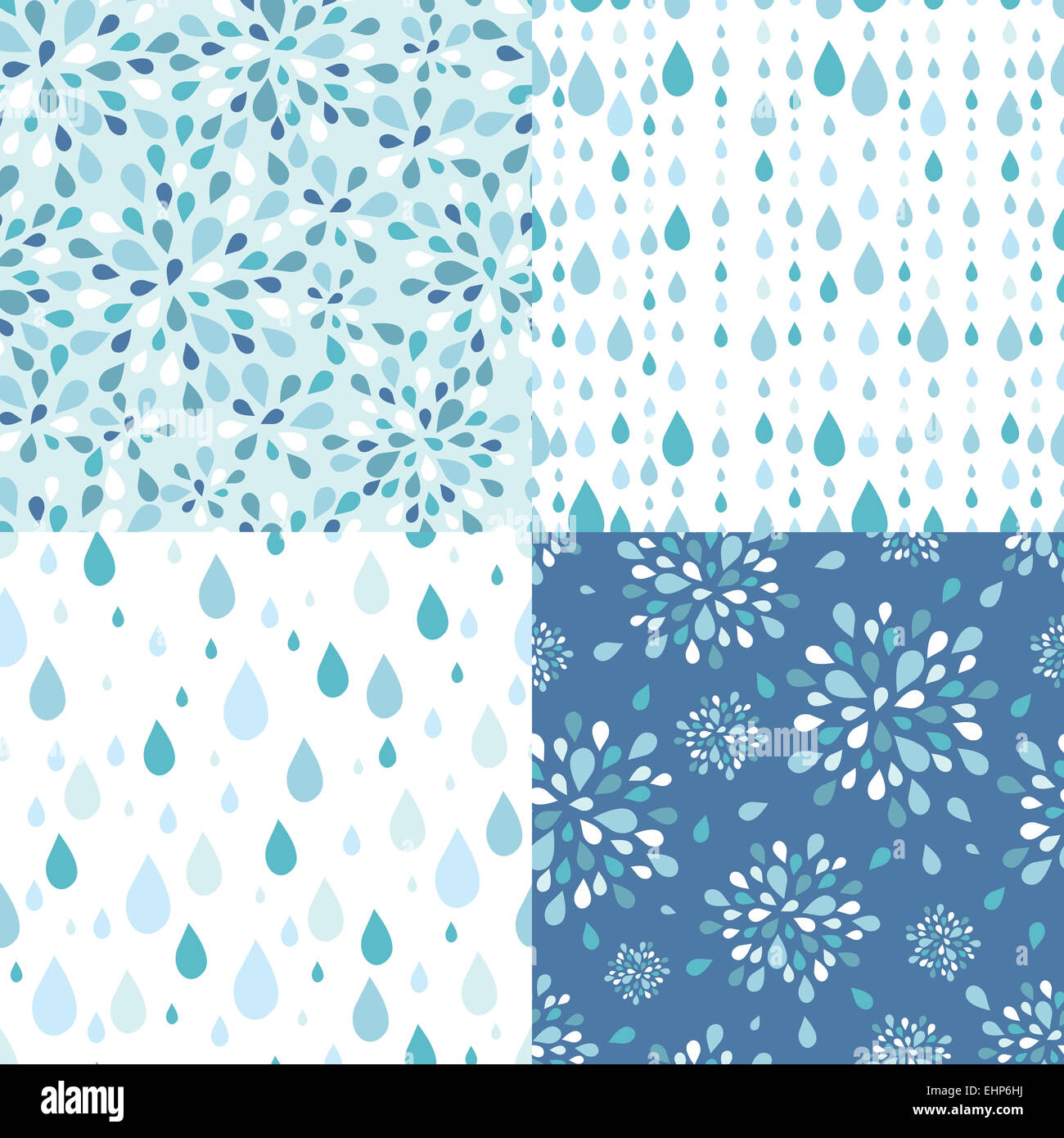 Set of four raindrops seamless patterns backgrounds Stock Photo - Alamy