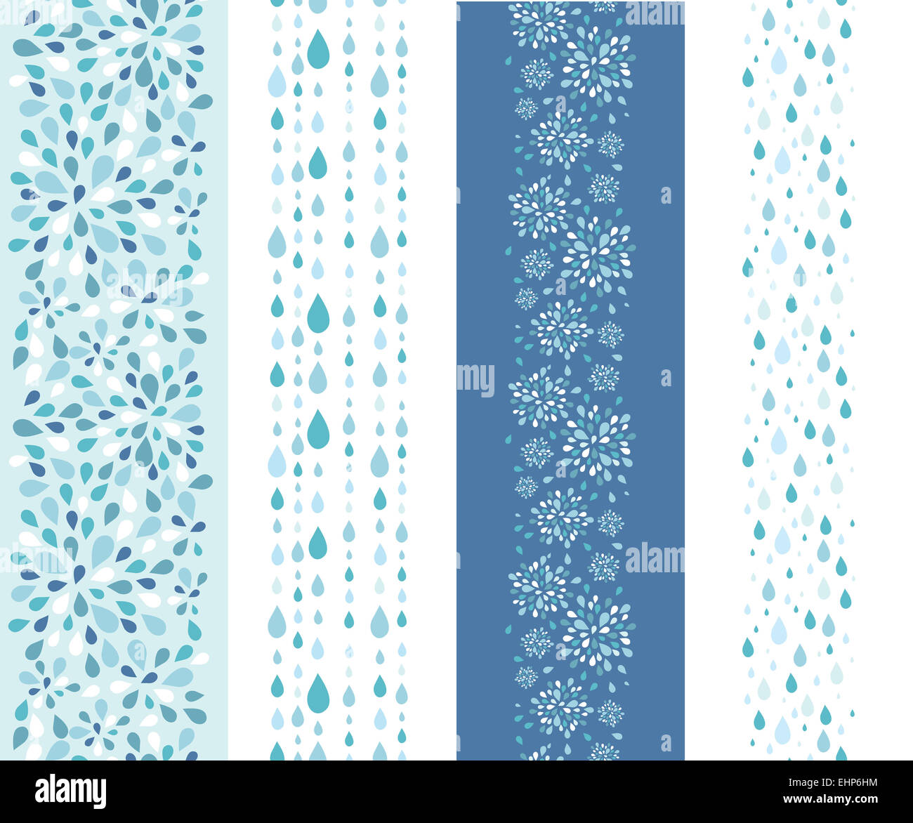 Set of four raindrops vertical seamless patterns backgrounds borders ...