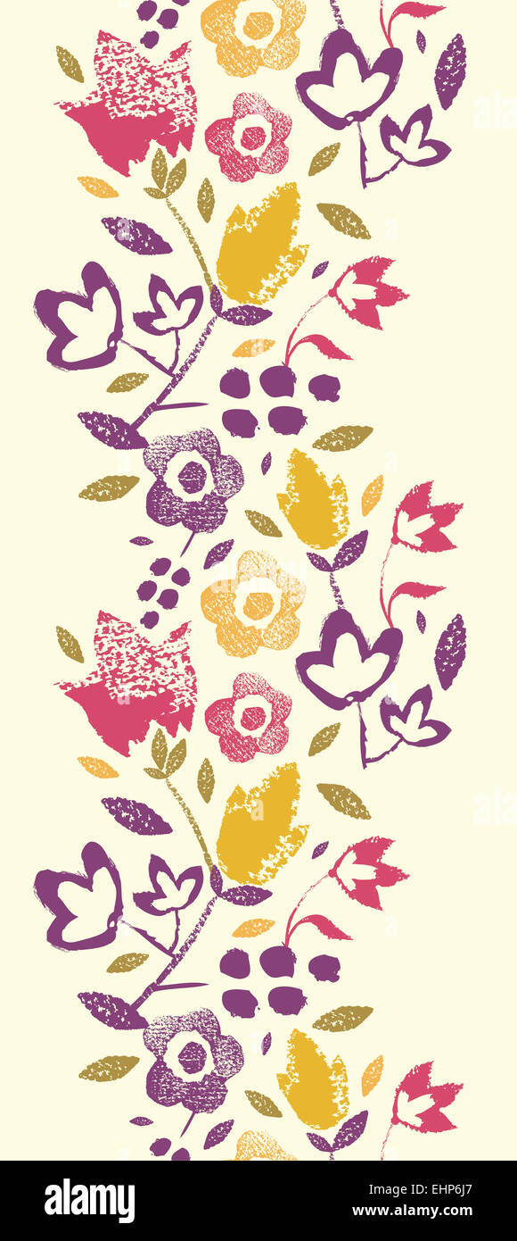 Painting Texture flowers vertical seamless pattern border Stock Photo - Alamy