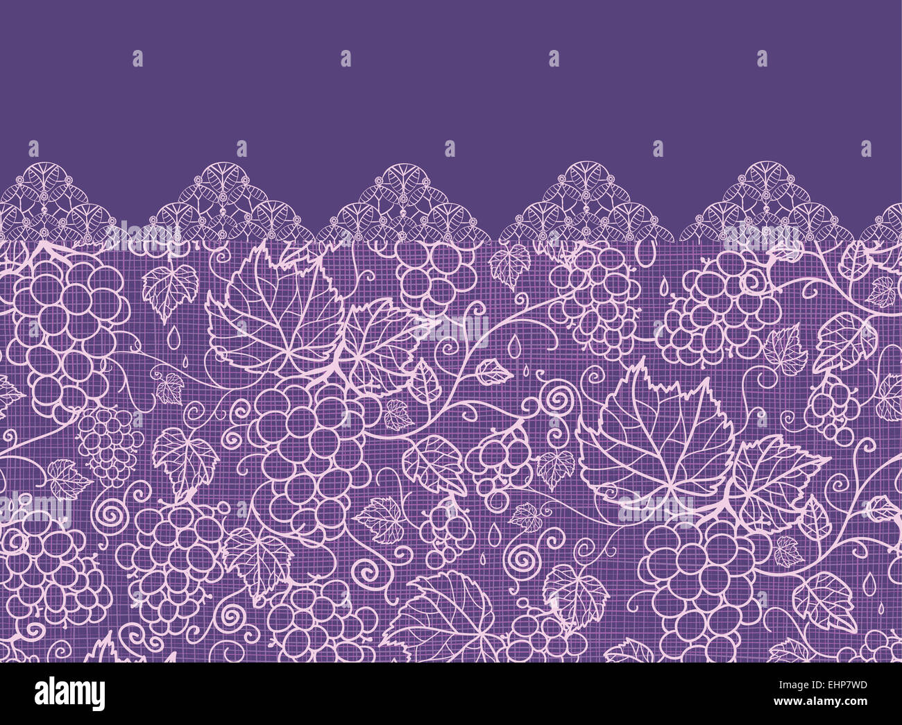Lace grape vines horizontal seamless pattern background border Stock Photo - Alamy