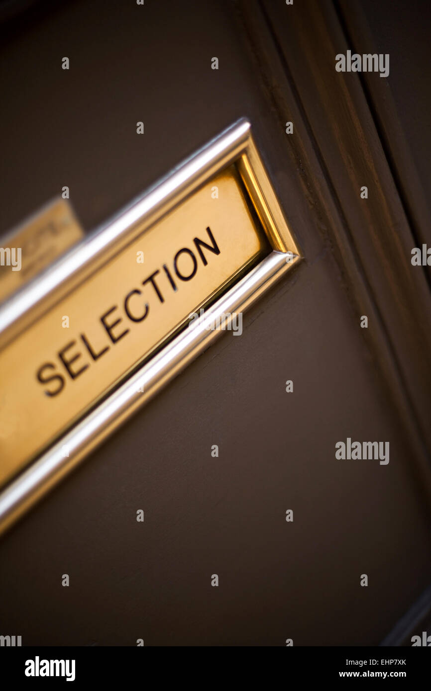 Selection sign on a stylish letter box Stock Photo - Alamy