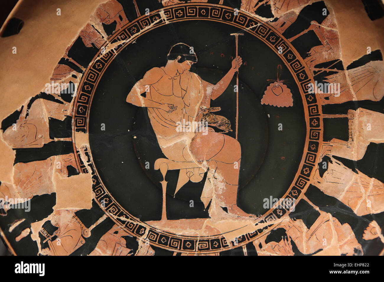 Eromenos with a hare. Attic red-figure drinking cup by Painter Douris ...