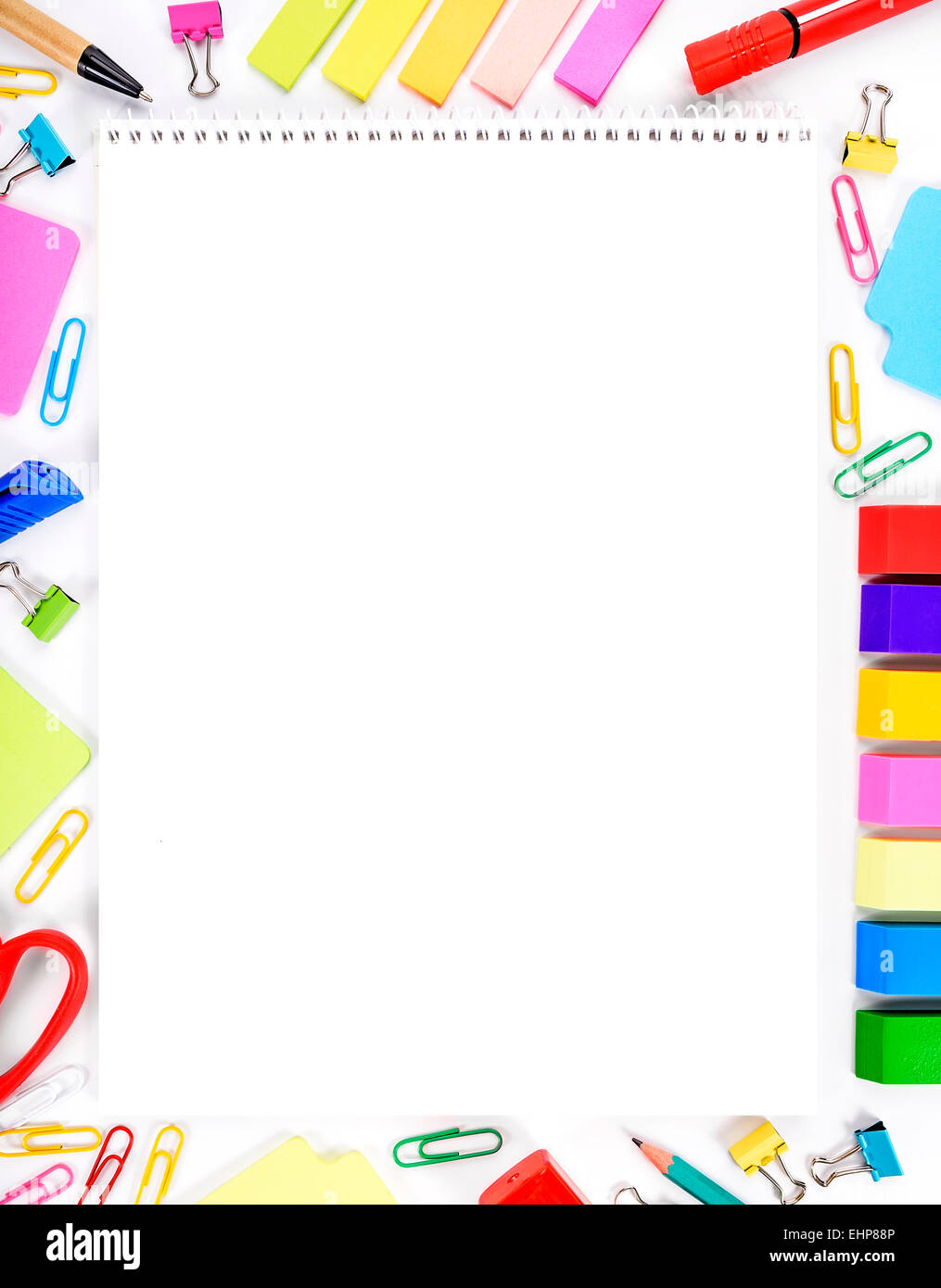 School and office supplies on white background Stock Photo - Alamy