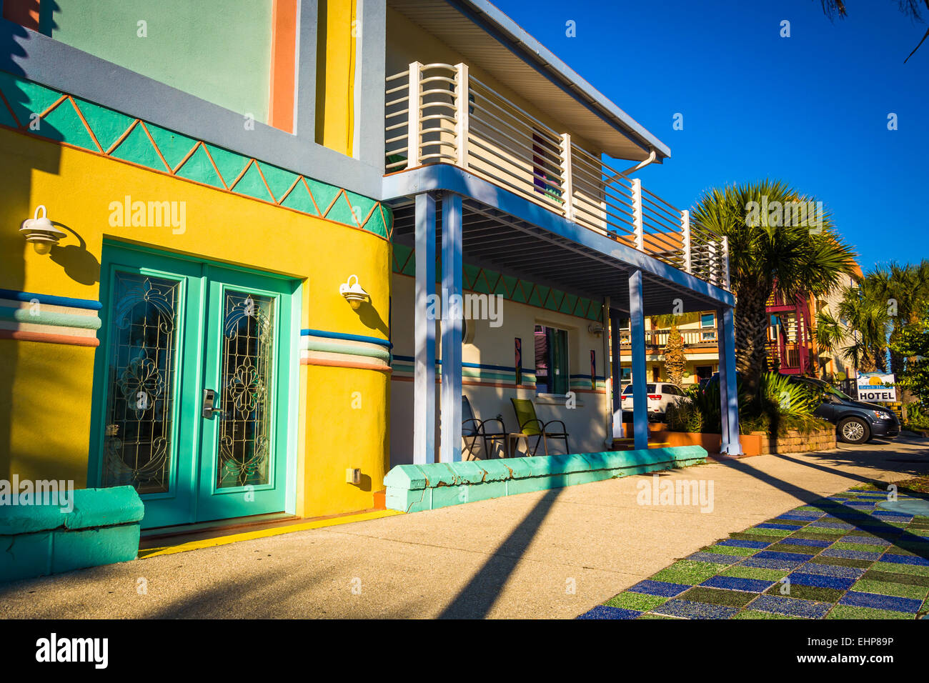 Colorful hotel in Vilano Beach, Florida Stock Photo - Alamy