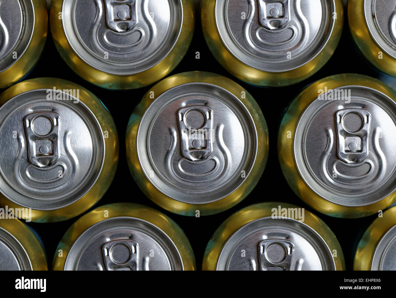 Much of drinking cans close up Stock Photo - Alamy