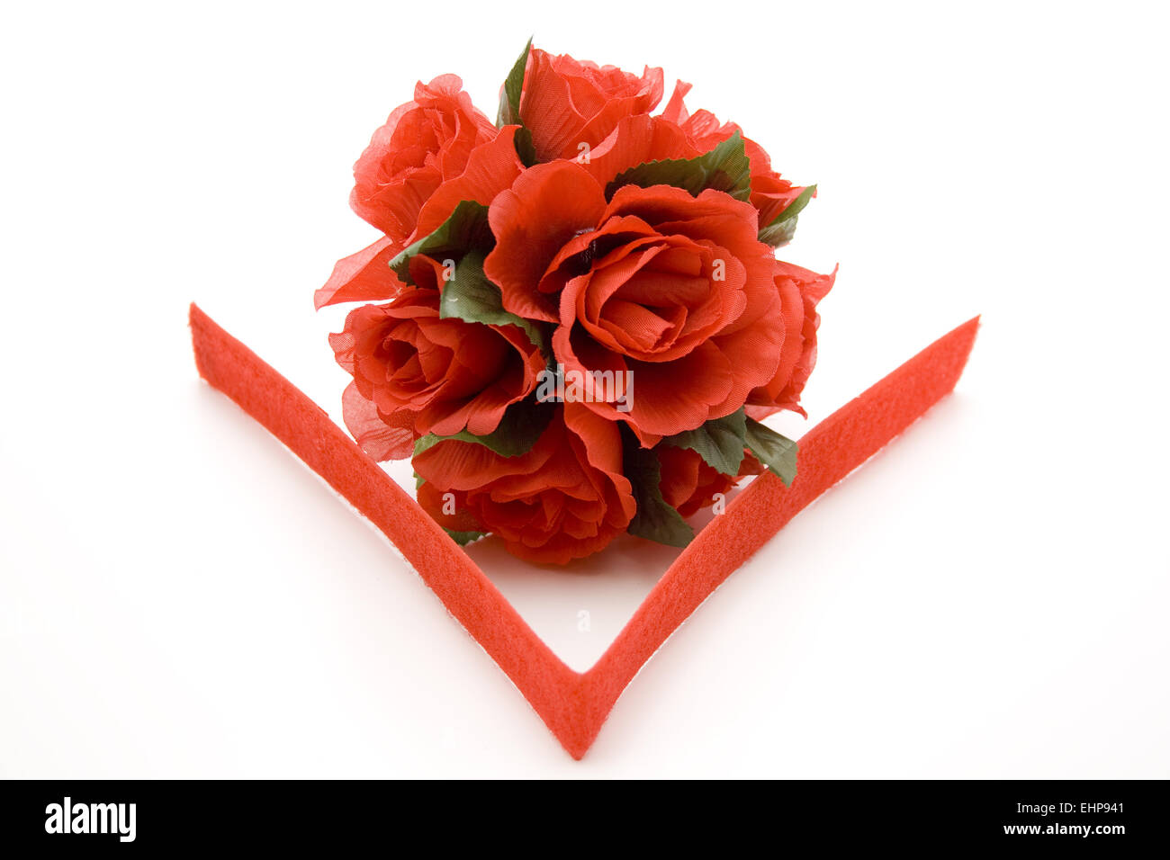 Red floral decoration with loop Stock Photo - Alamy