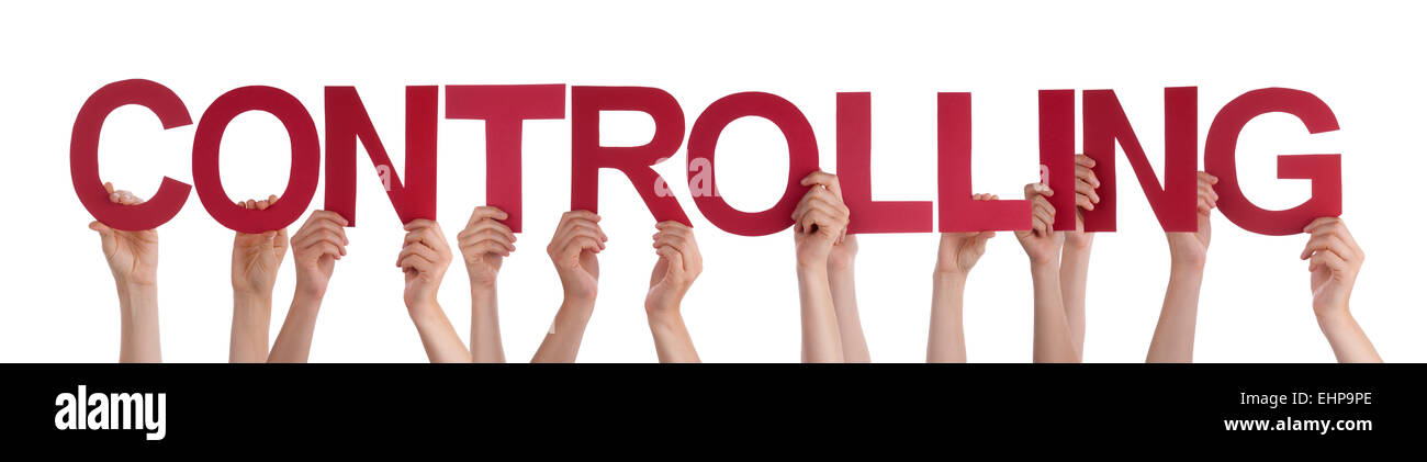 Many Caucasian People And Hands Holding Red Straight Letters Or ...