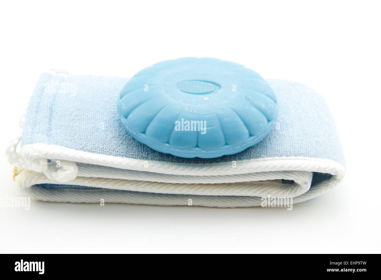 Blue soap on cloth Stock Photo - Alamy