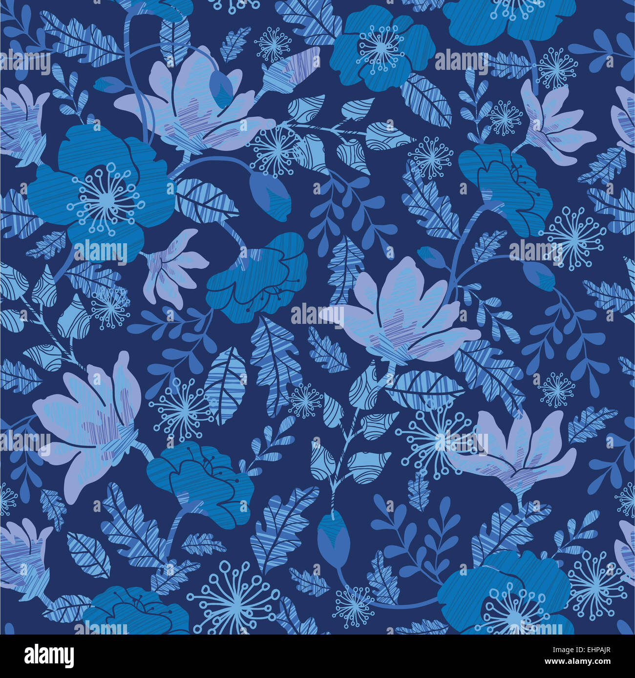 Dark night flowers seamless pattern background Stock Photo - Alamy