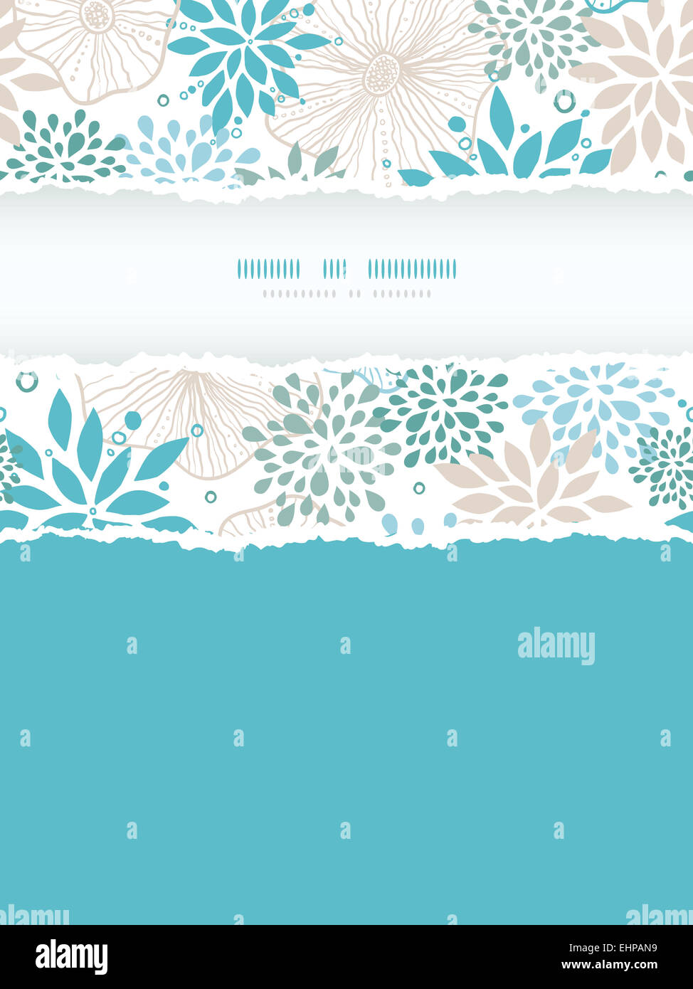 Blue and gray plants vertical torn frame seamless pattern background Stock Photo - Alamy