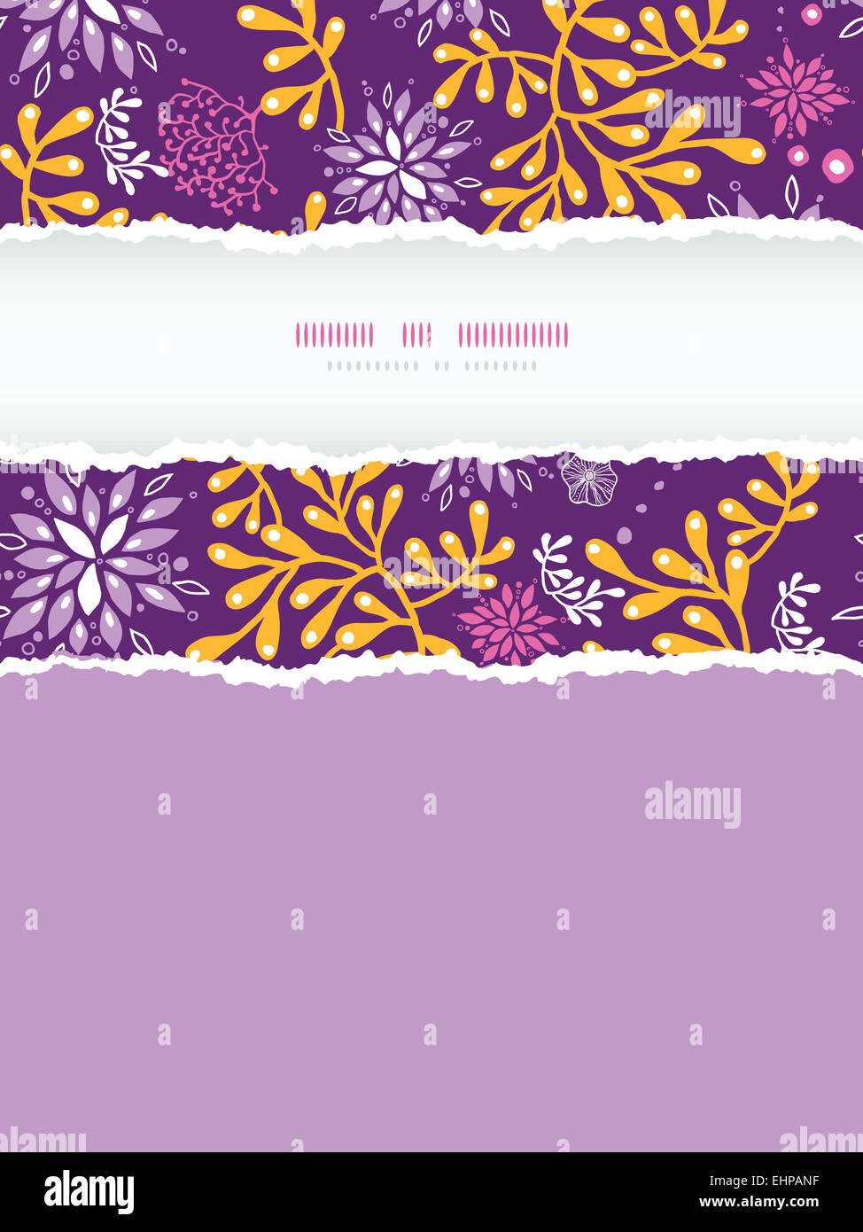 Purple and gold underwater plants vertical torn frame seamless pattern background Stock Photo ...