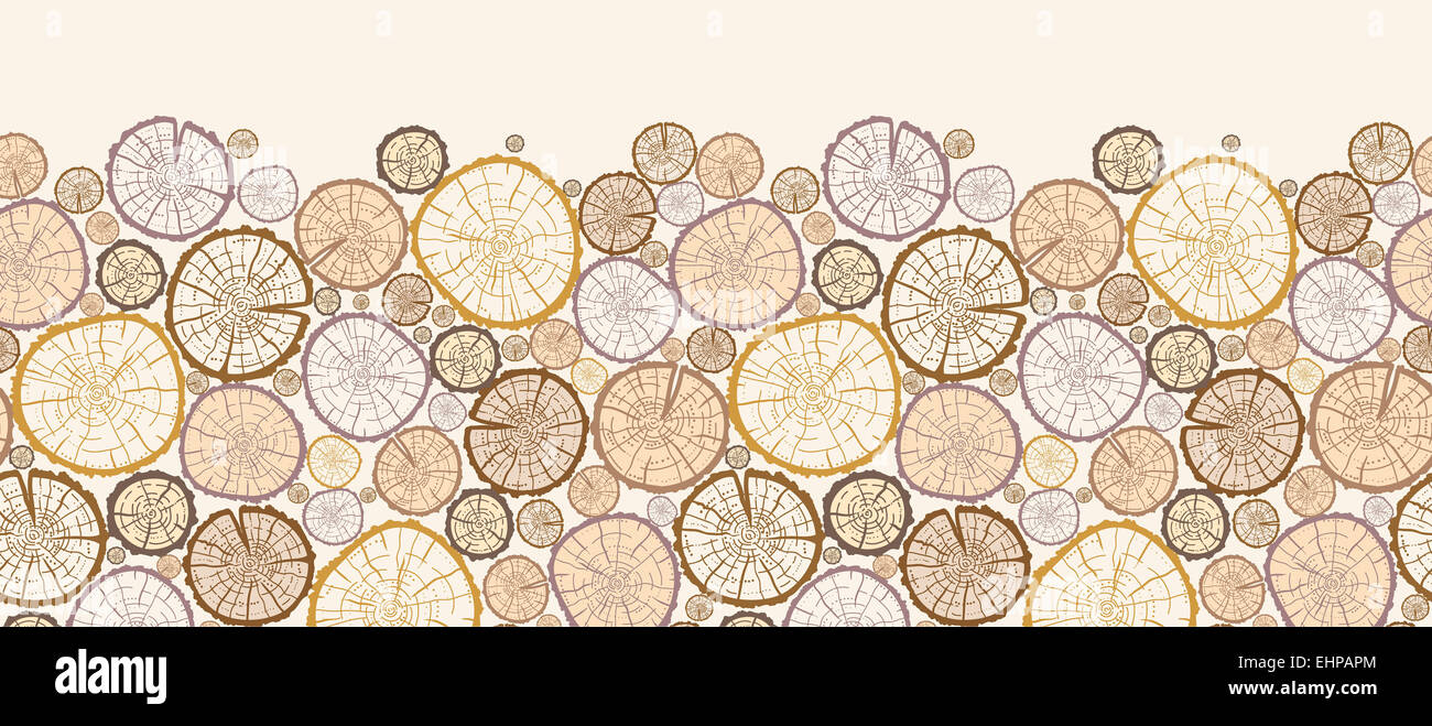 Wood log cuts horizontal seamless pattern background border Stock Photo ...