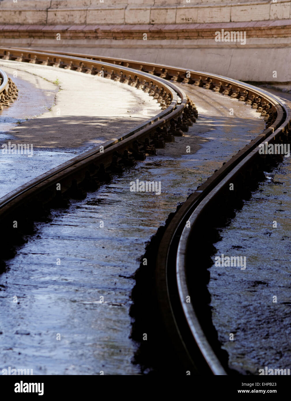 Rail track going into the distance Stock Photo - Alamy