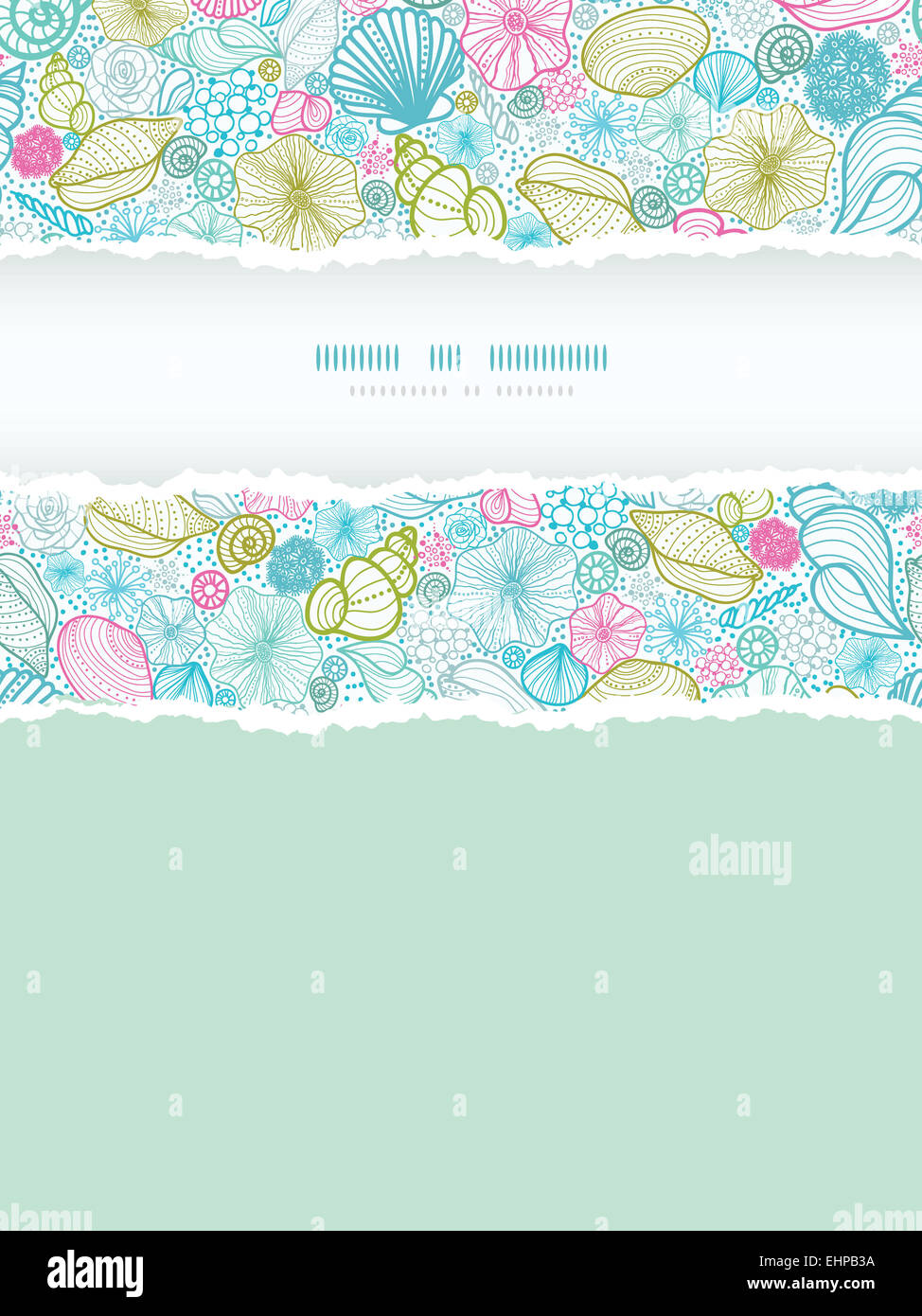 Seashells line art vertical torn frame seamless pattern background Stock Photo - Alamy