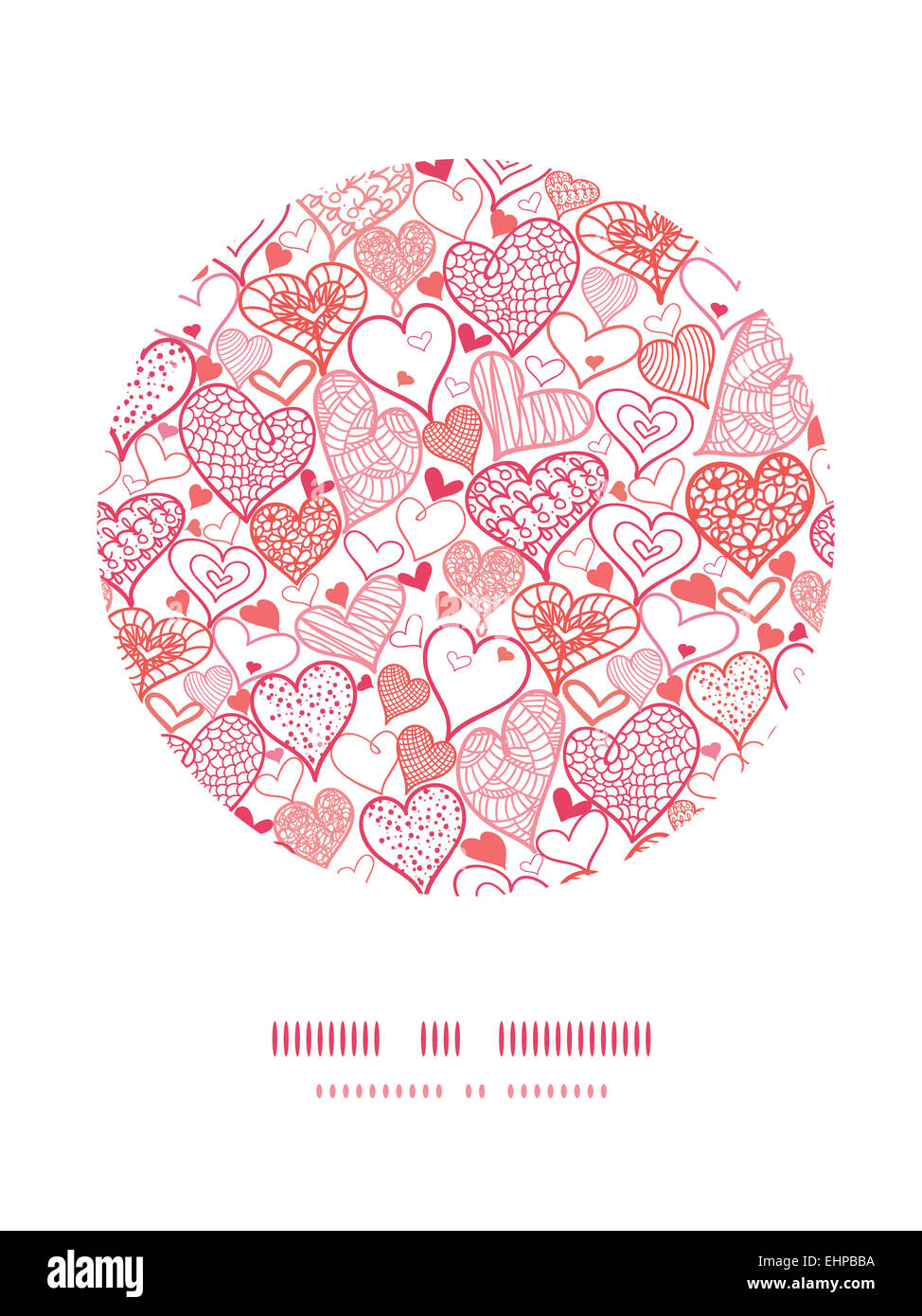Romantic doodle hearts circle decor pattern background Stock Photo - Alamy