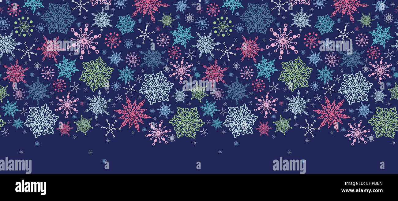 Snowflakes On Night Sky Horizontal Seamless Pattern Border Stock Photo ...