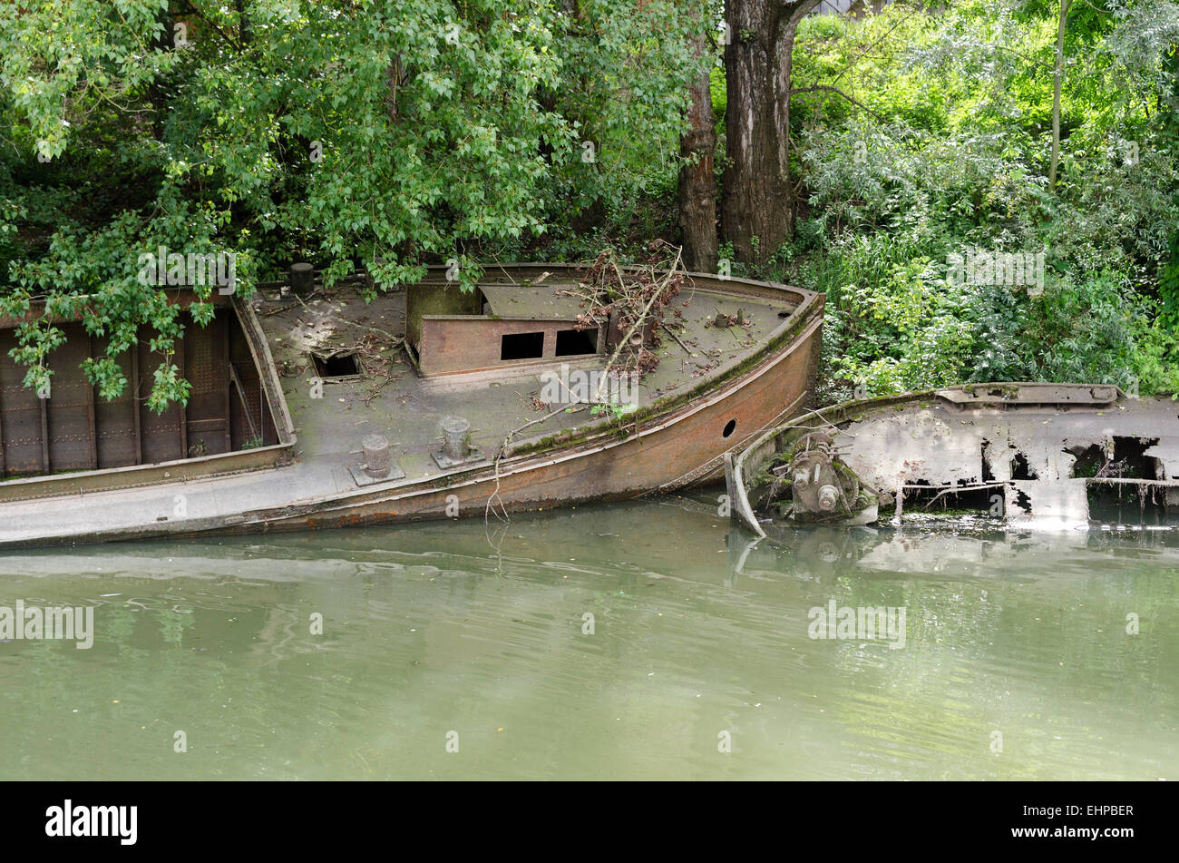 Derelict barges between the Saône River and the Premier Écluse on the ...