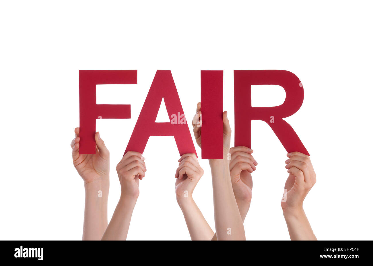 Many Caucasian People And Hands Holding Red Straight Letters Or ...