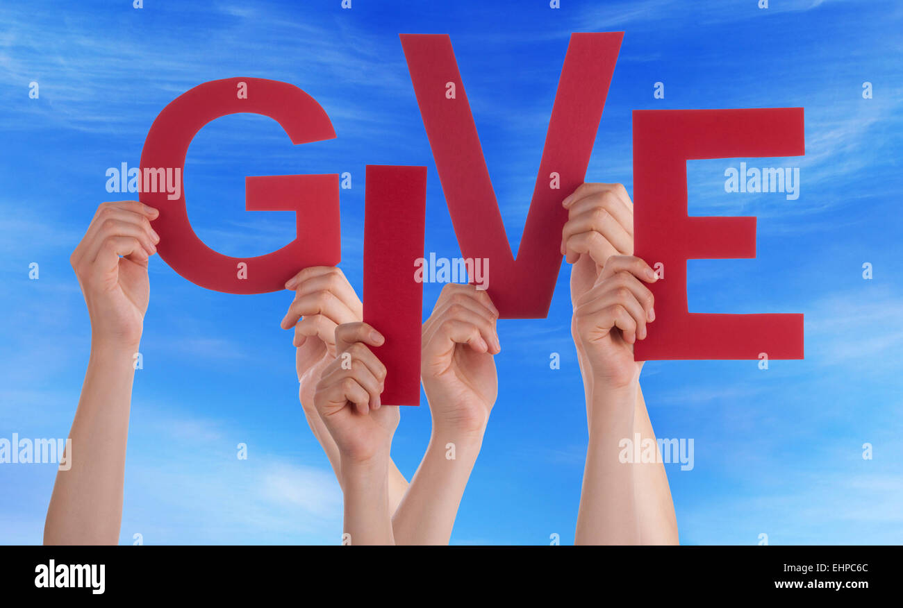 Many Caucasian People And Hands Holding Red Letters Or Characters ...