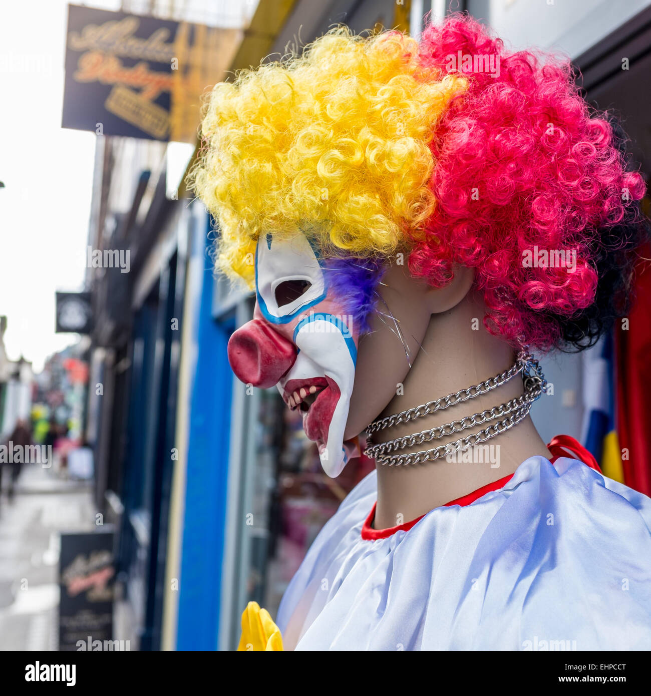 Mannequin in a clown's mask in London street Stock Photo - Alamy