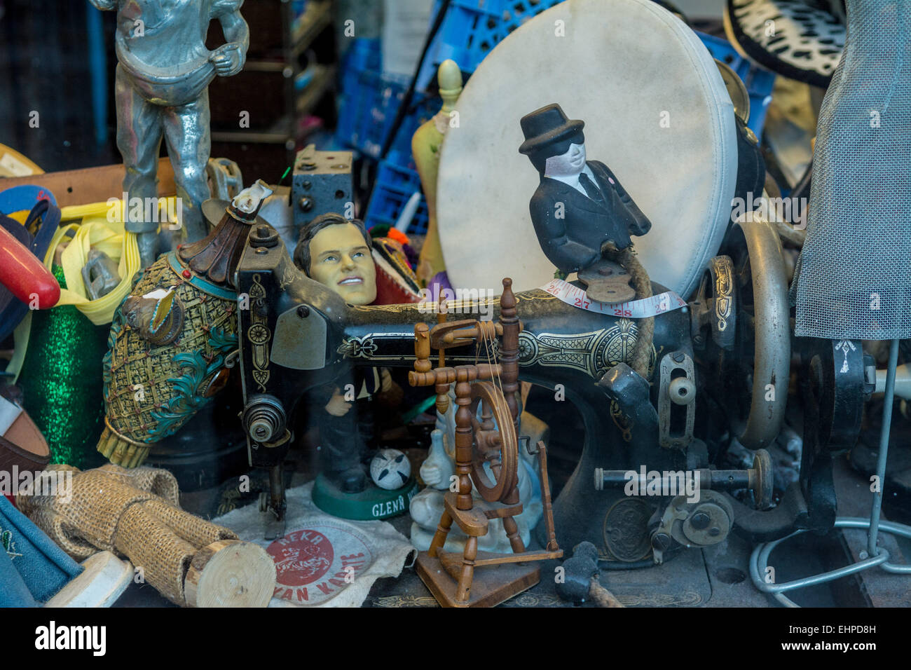 Junkshop window display Stock Photo - Alamy