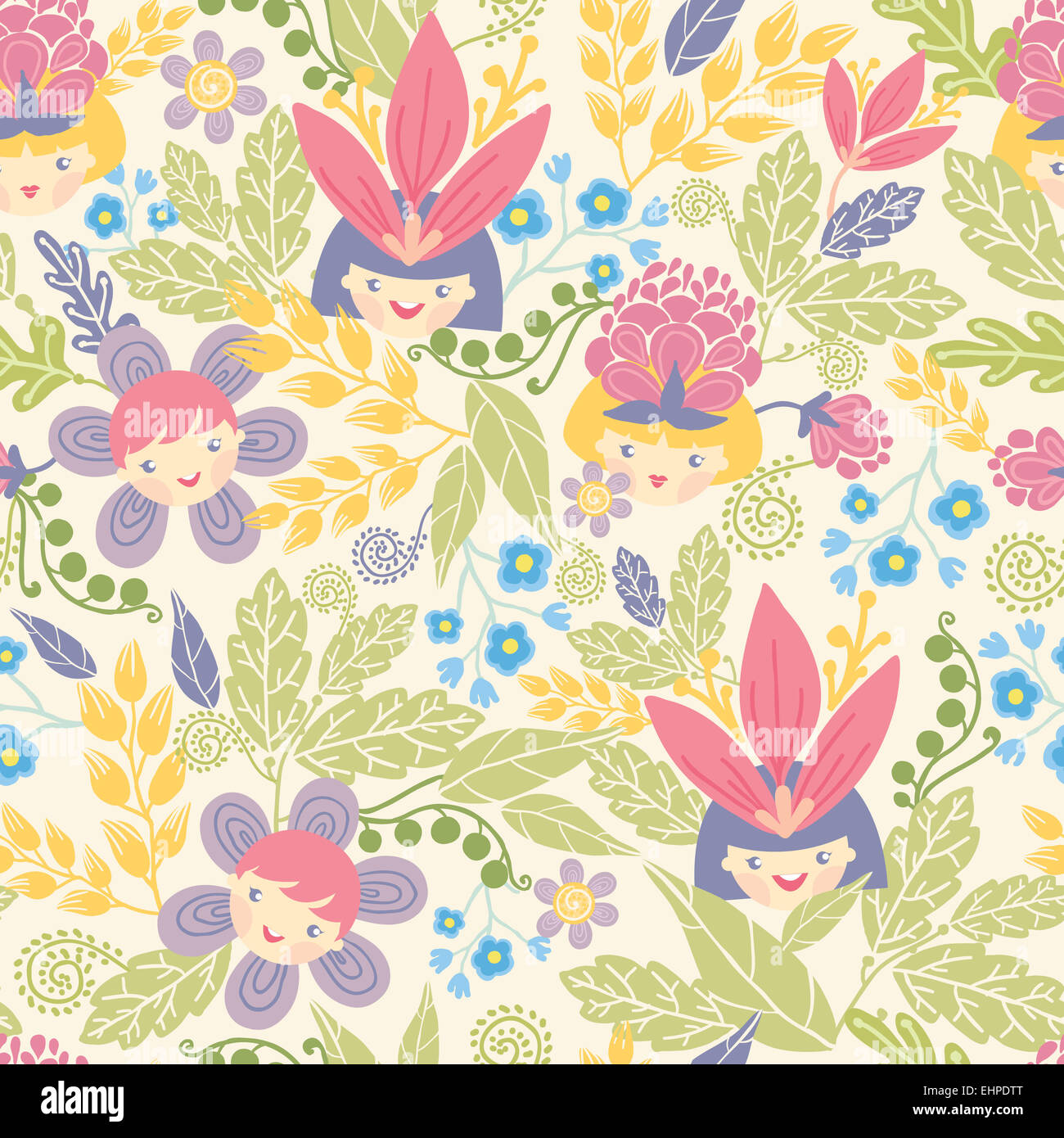 Flower girls seamless pattern background Stock Photo - Alamy