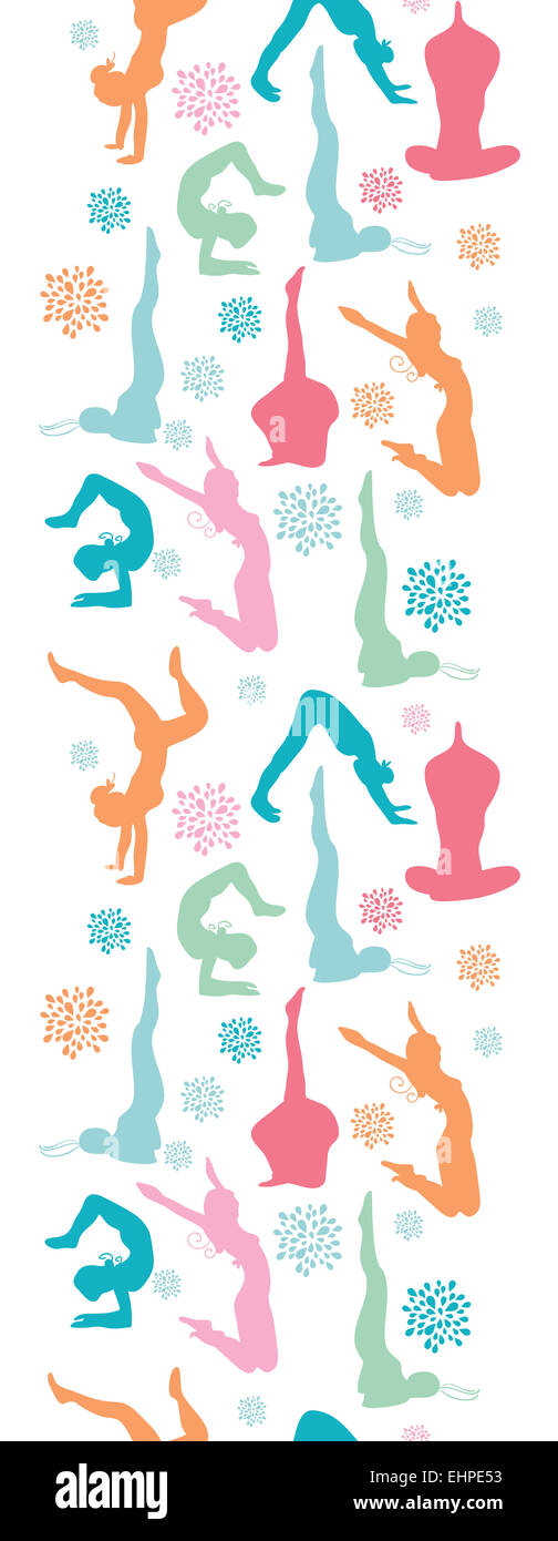 Fun workout fitness girls vertical seamless pattern background Stock ...