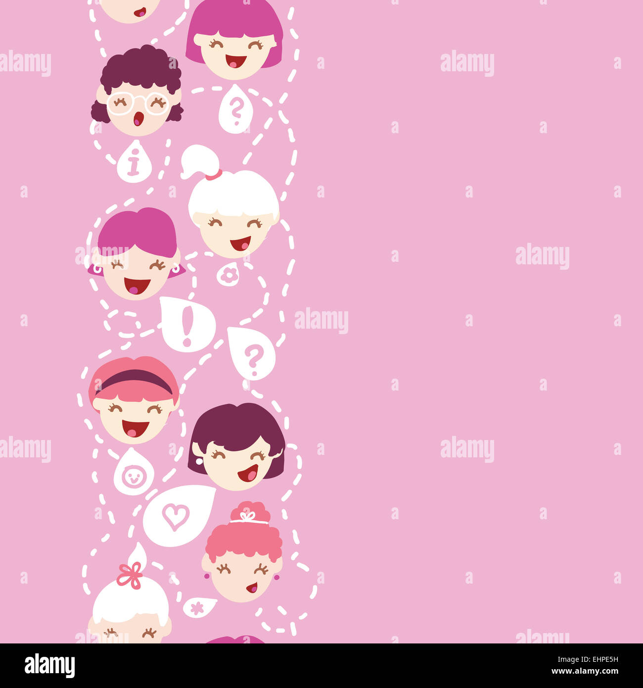 Girls talking vertical seamless pattern background Stock Photo - Alamy