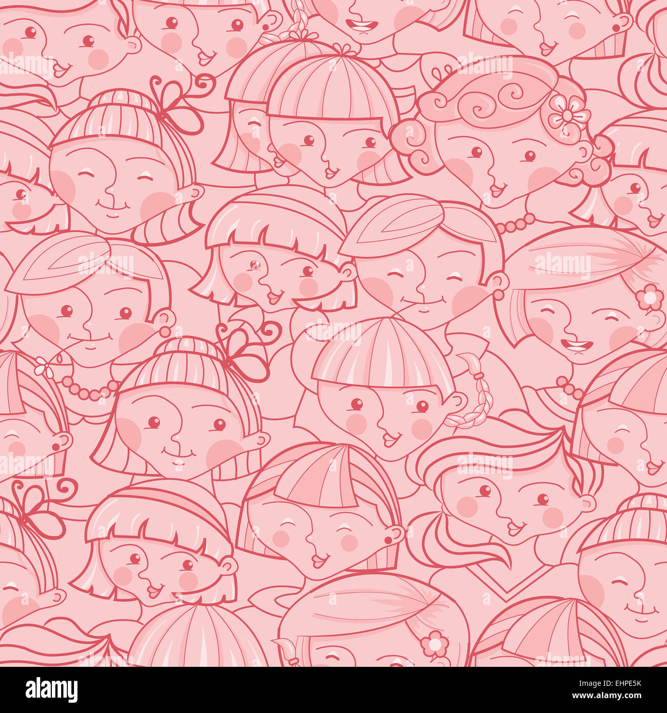 Girls in the crowd seamless pattern background Stock Photo - Alamy
