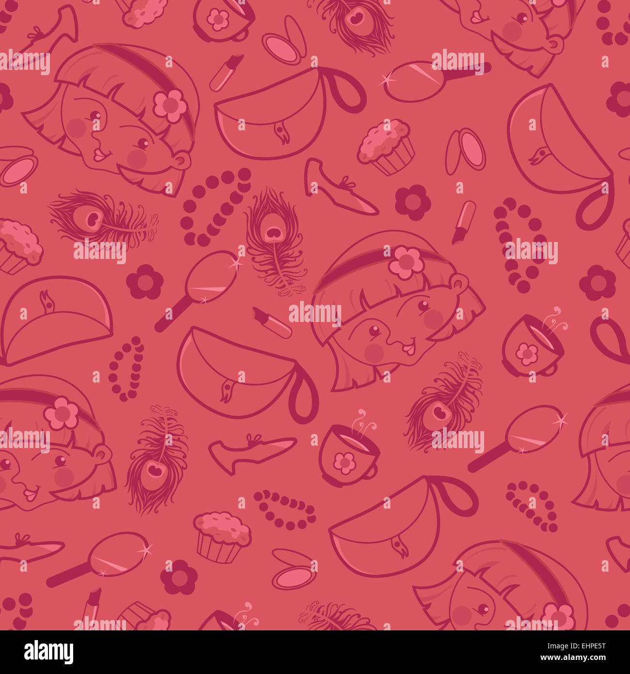 Girly things seamless pattern background Stock Photo - Alamy