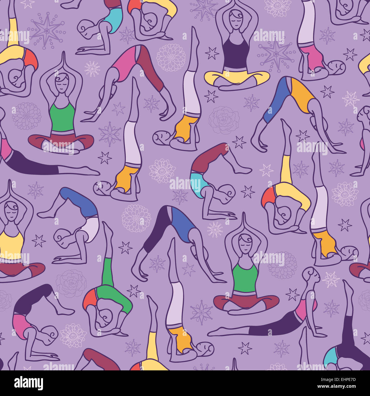 Yoga poses seamless pattern background Stock Photo - Alamy