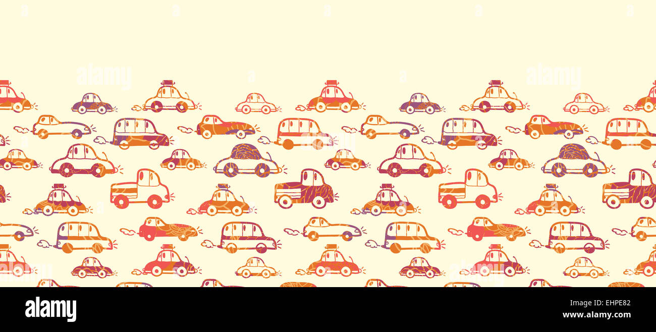 Vibrant cars horizontal seamless pattern background border Stock Photo ...