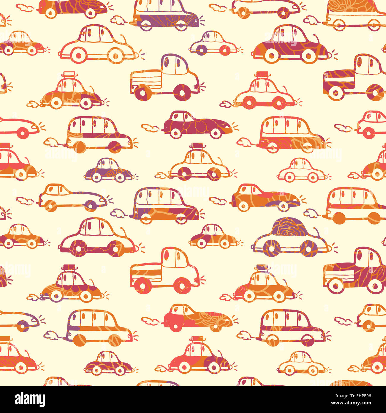 Vibrant cars seamless pattern background Stock Photo - Alamy