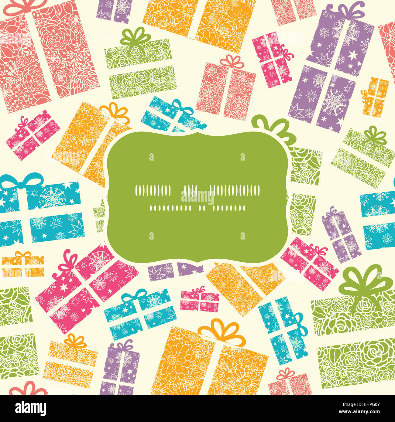 Colorful Textured Gift Boxes Frame Seamless Pattern Background Stock ...
