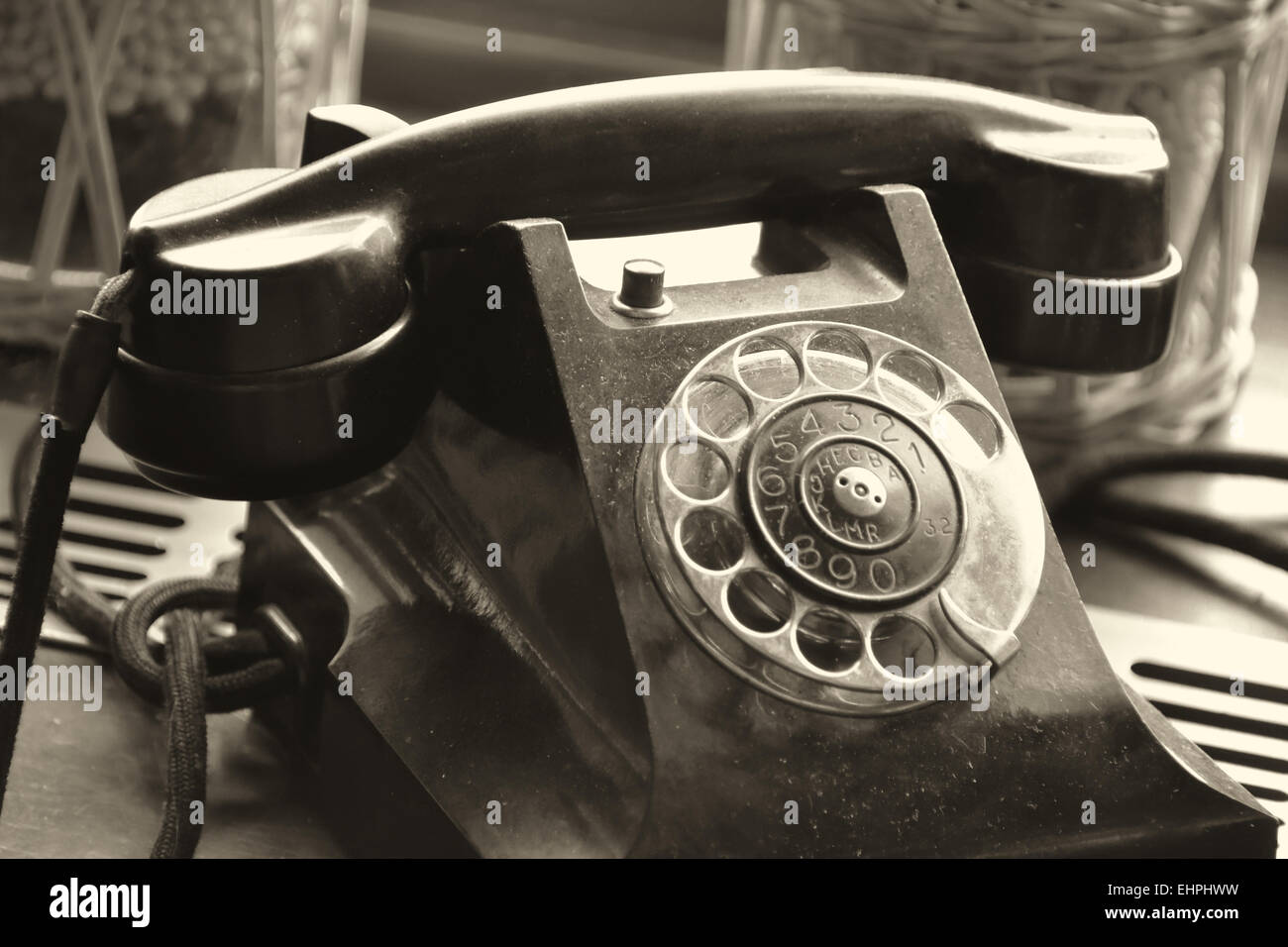 old telephone on a desk Stock Photo - Alamy