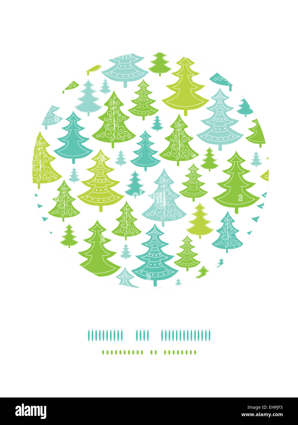 Holiday Christmas trees circle decor pattern background Stock Photo - Alamy