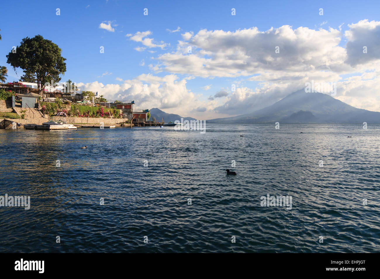 View of Toliman volcano on the atitlan lake, Guatemala Stock Photo - Alamy