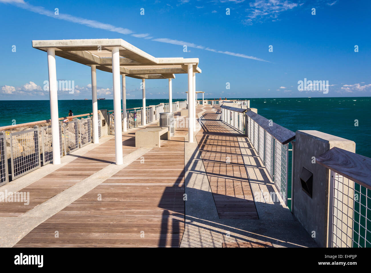 Fishing pier at South Pointe Park in Miami Beach, Florida Stock Photo ...