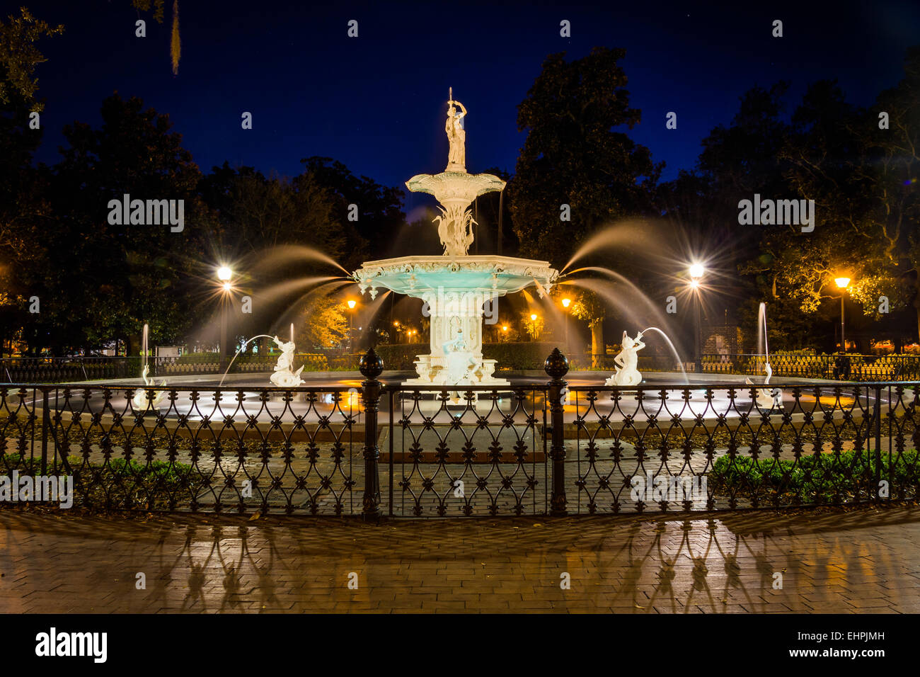 Park Fountain At Night