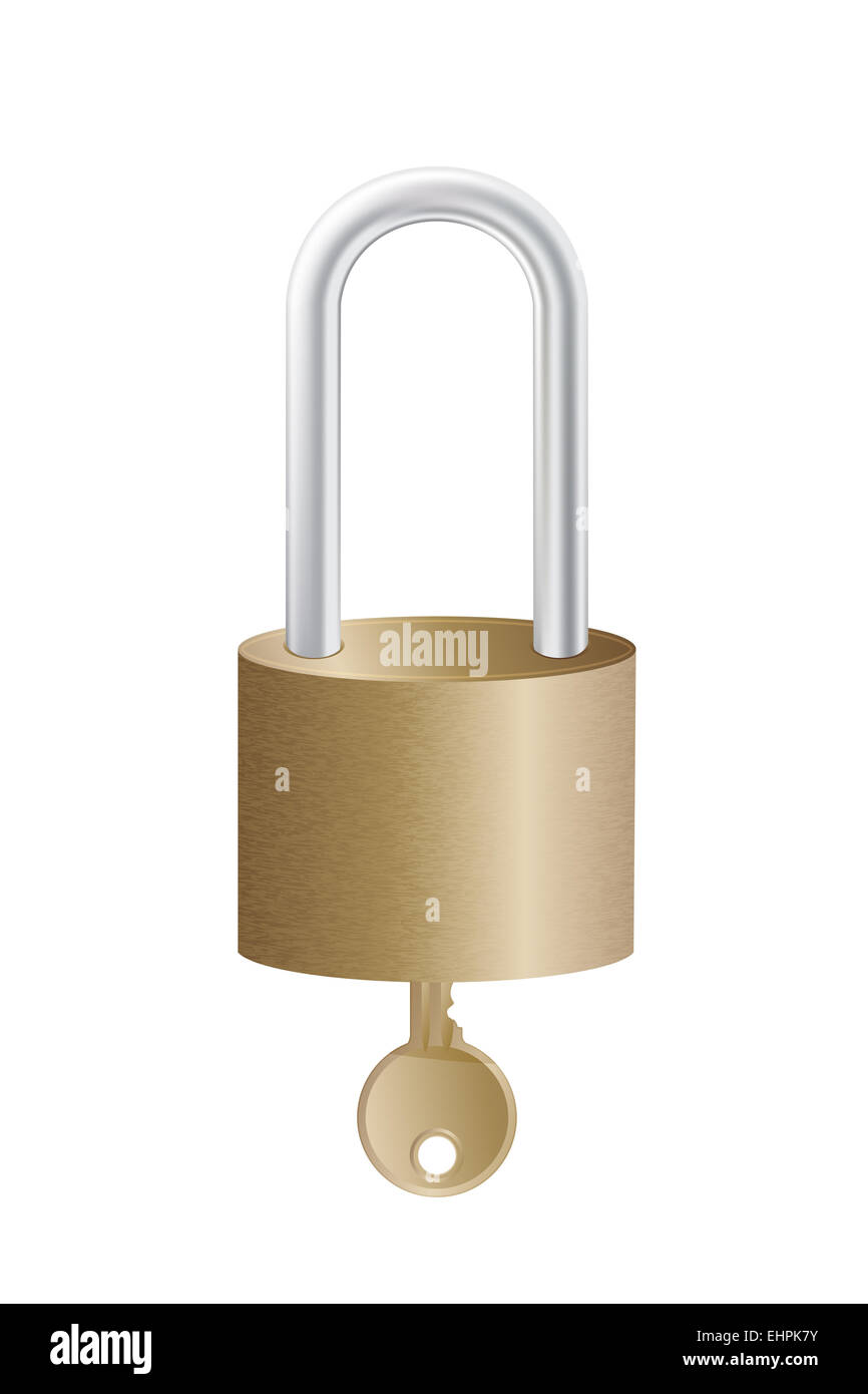 Realistic metal lock and key Stock Photo - Alamy