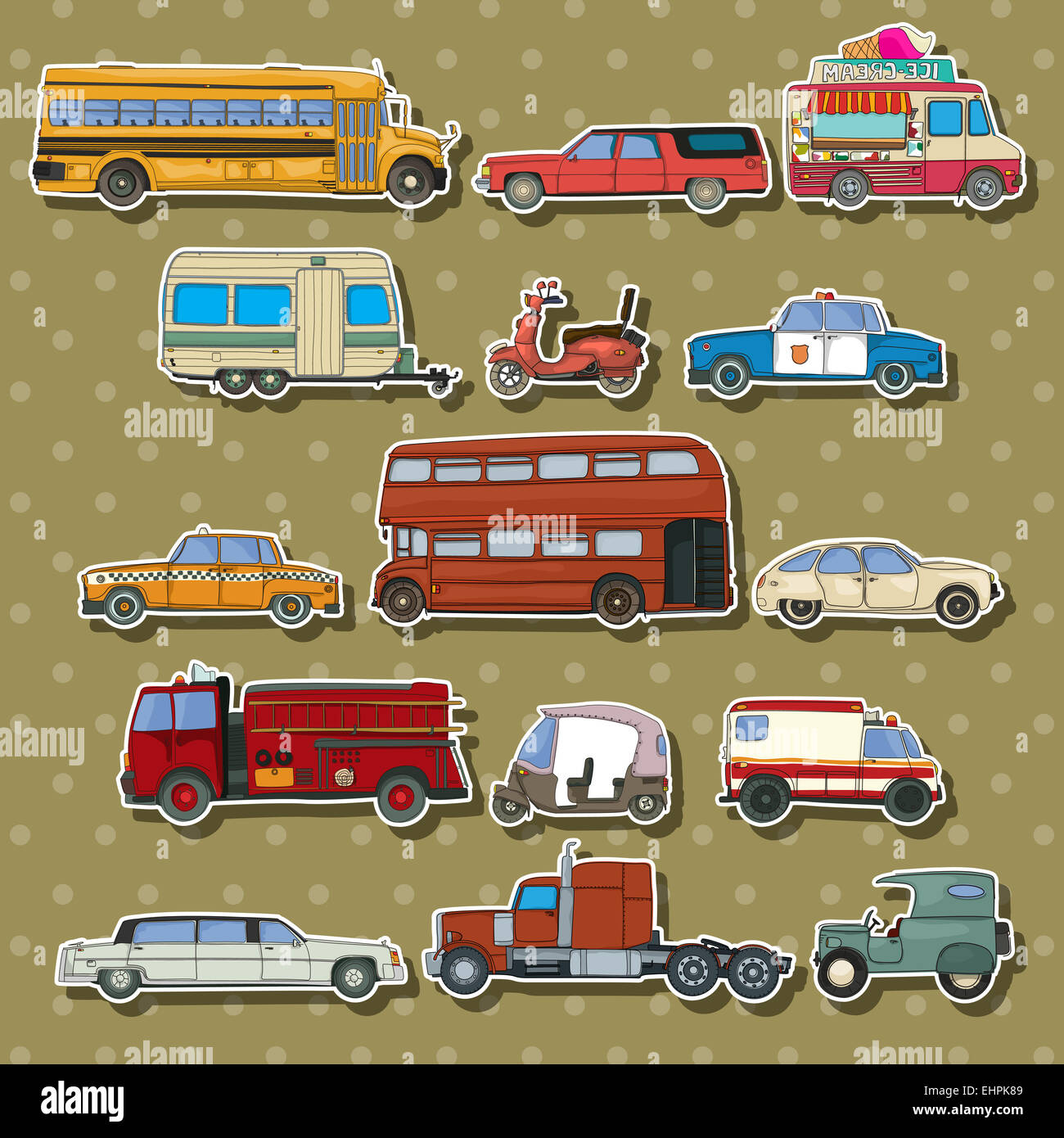 Cars cartoon stickers Stock Photo - Alamy