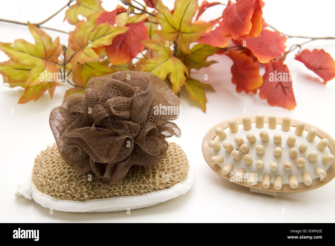 Net and massage sponge Stock Photo - Alamy