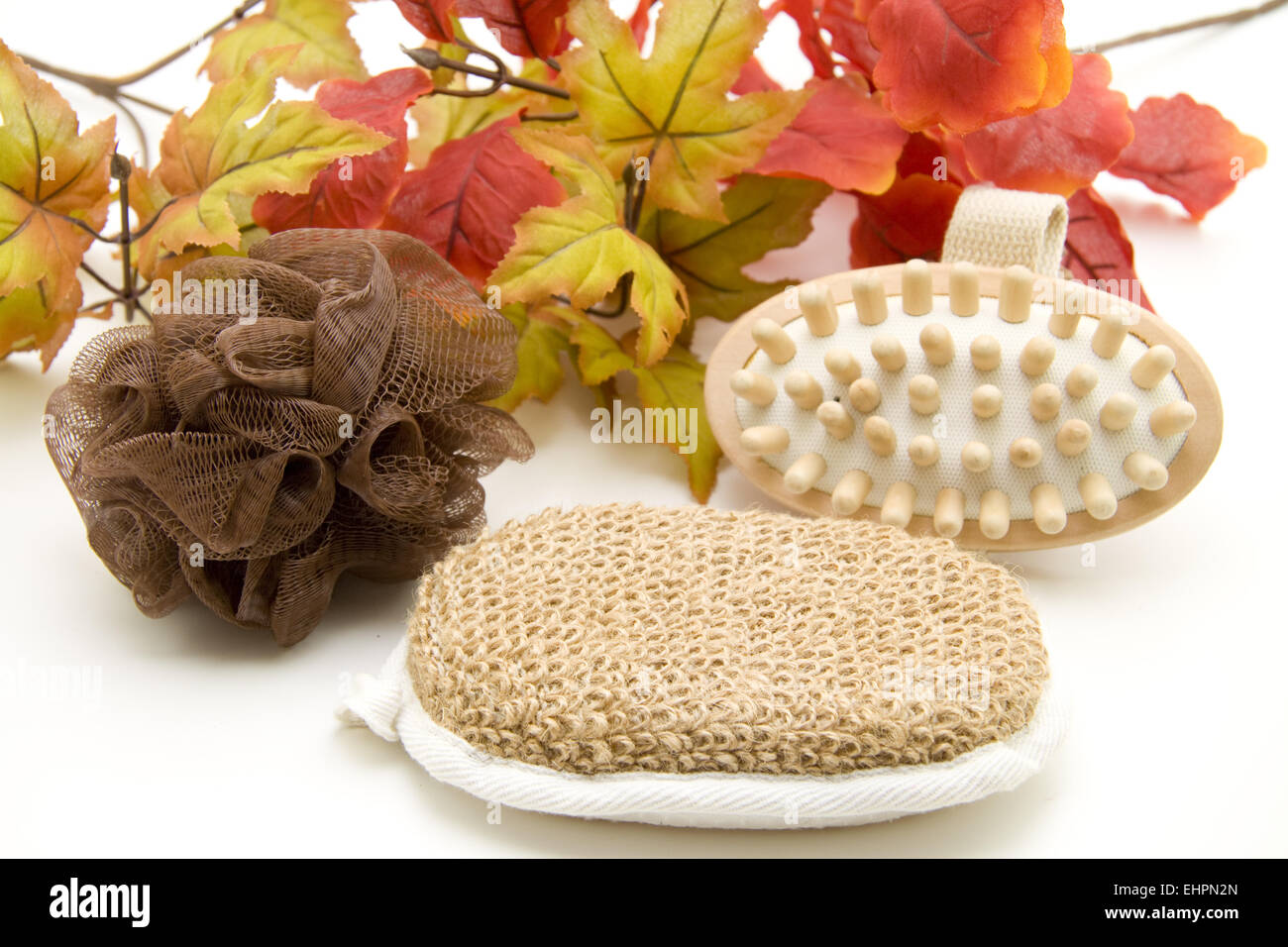 Massage sponge with massage brush Stock Photo - Alamy