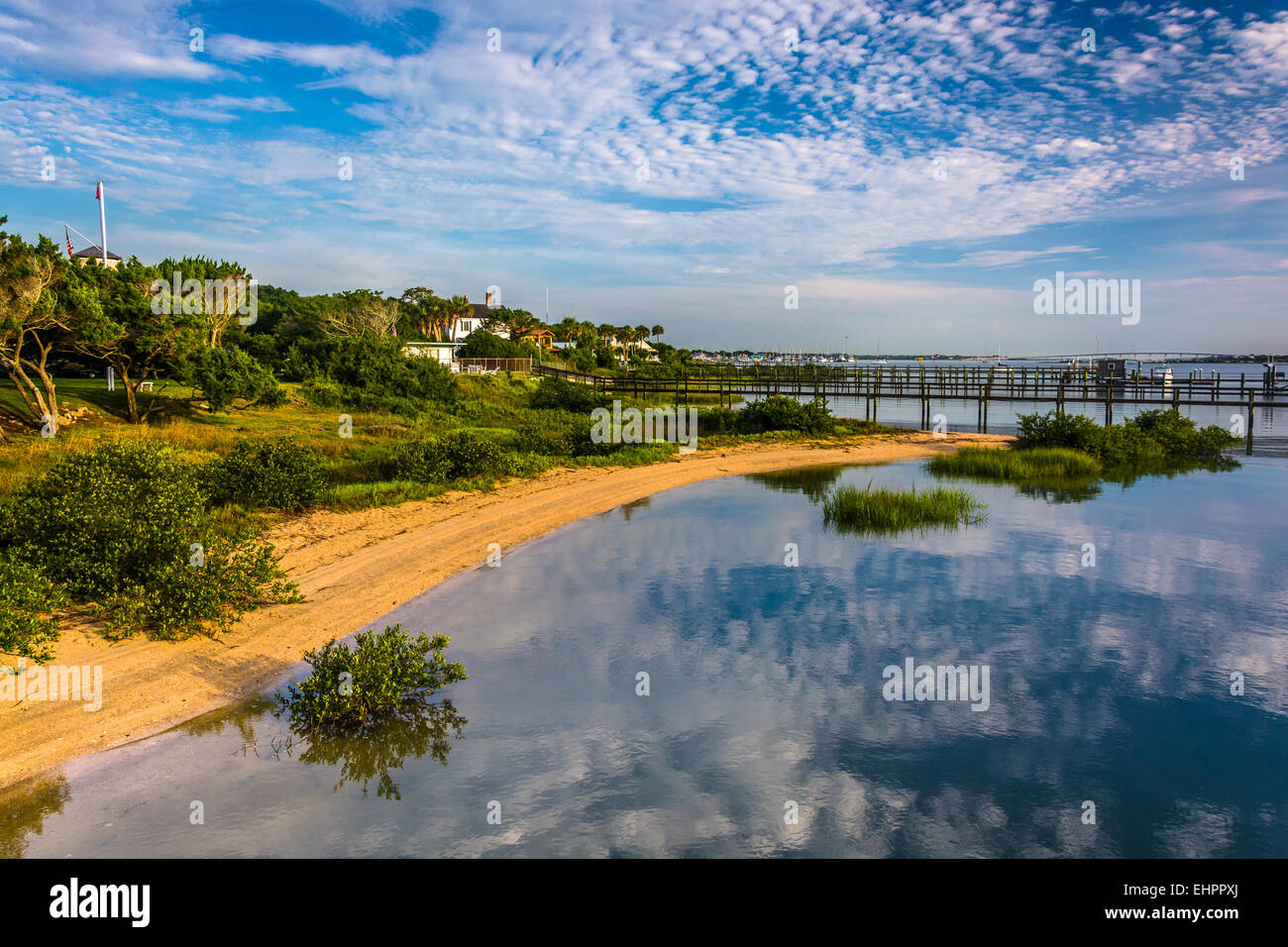 Morning reflections at Salt Run, in St. Augustine Beach, Florida Stock ...