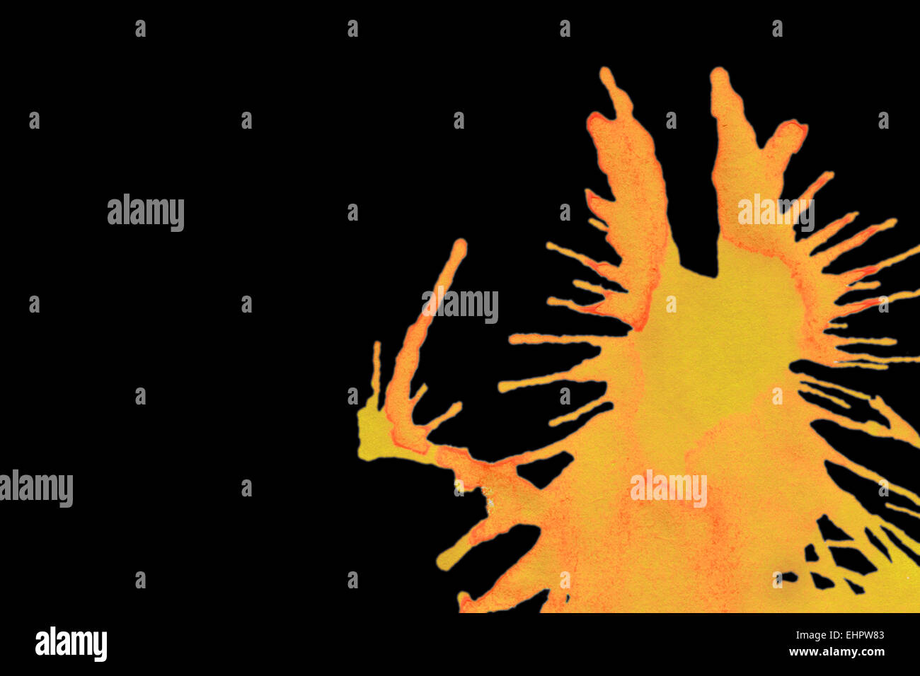 Inverted ink stains on a black background. Creative design elements ...