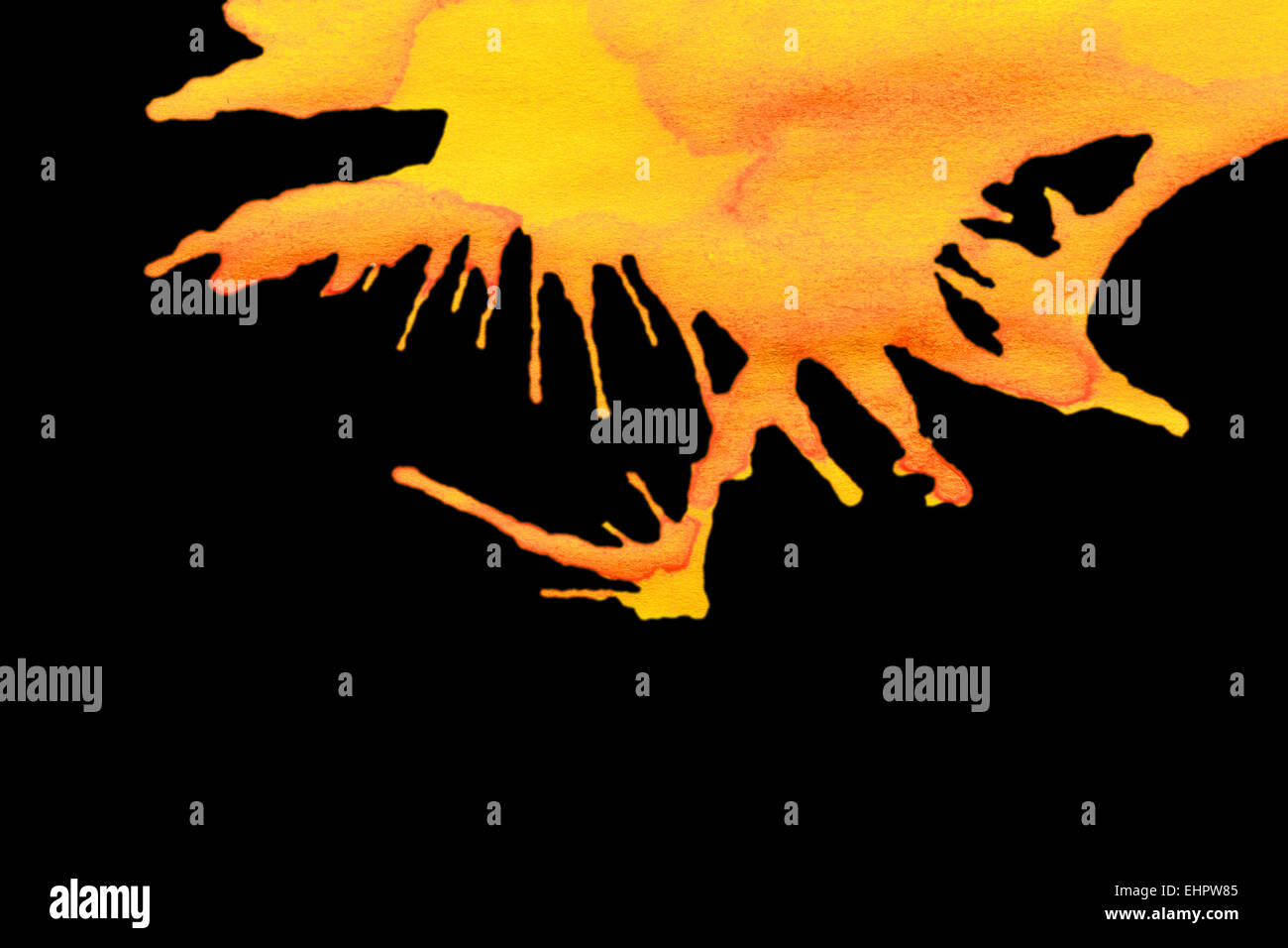 Inverted ink stains on a black background. Creative design elements ...