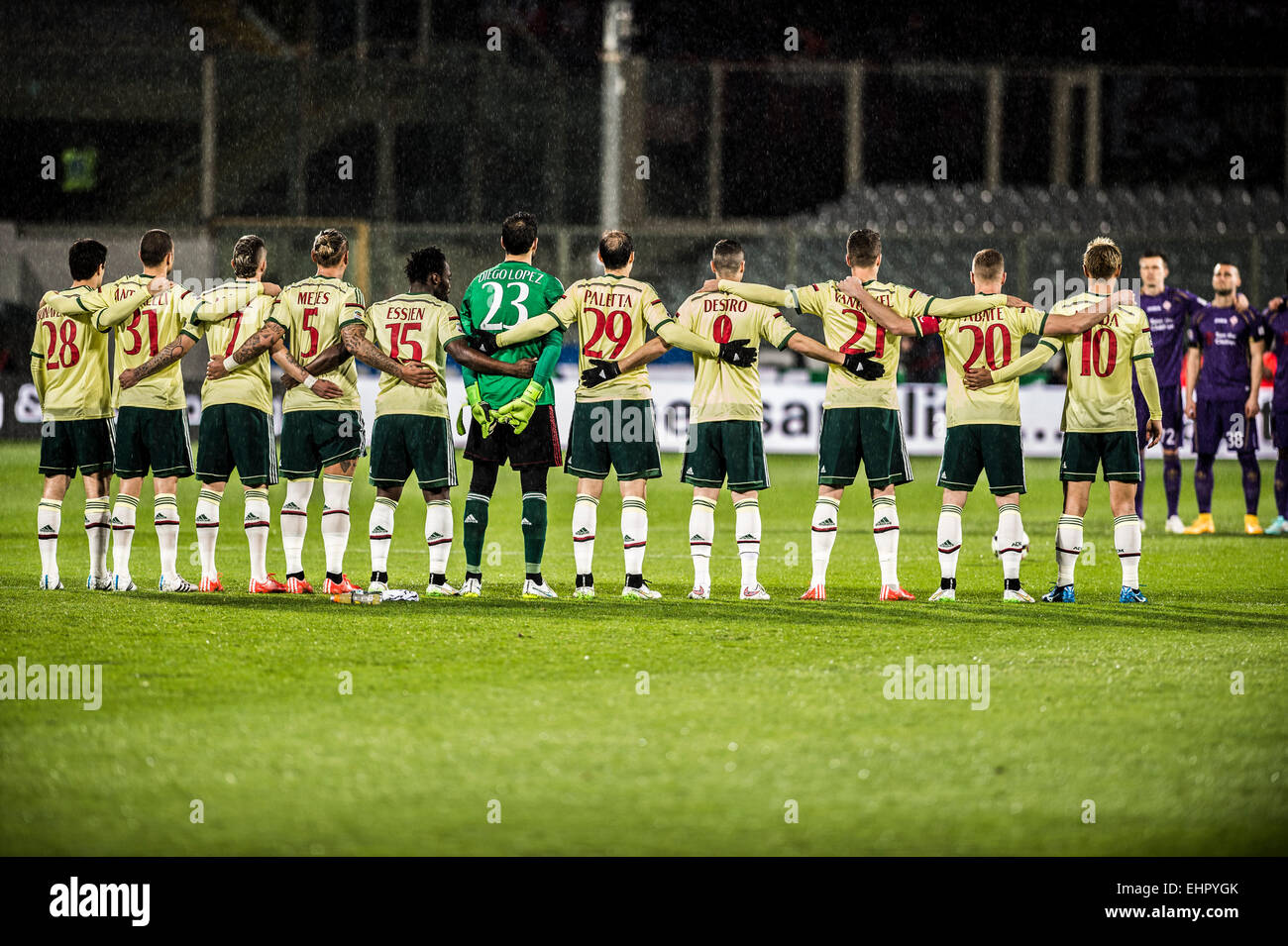 Firenze, Italy. 16th Mar, 2015. Milan team group line-up Football ...