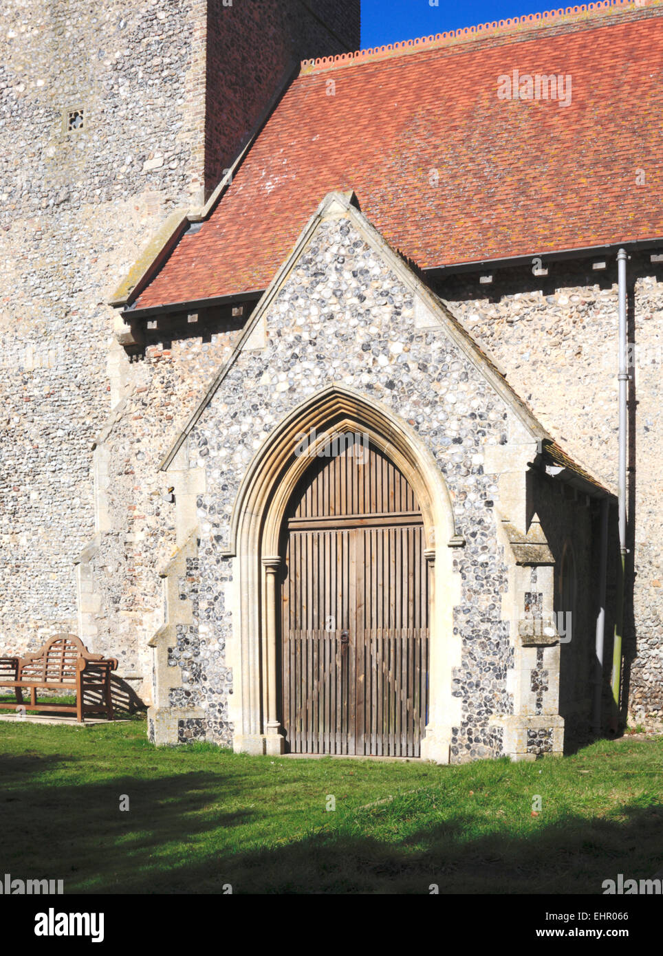 The south porch of the parish church of St Andrew at Honingham, Norfolk ...