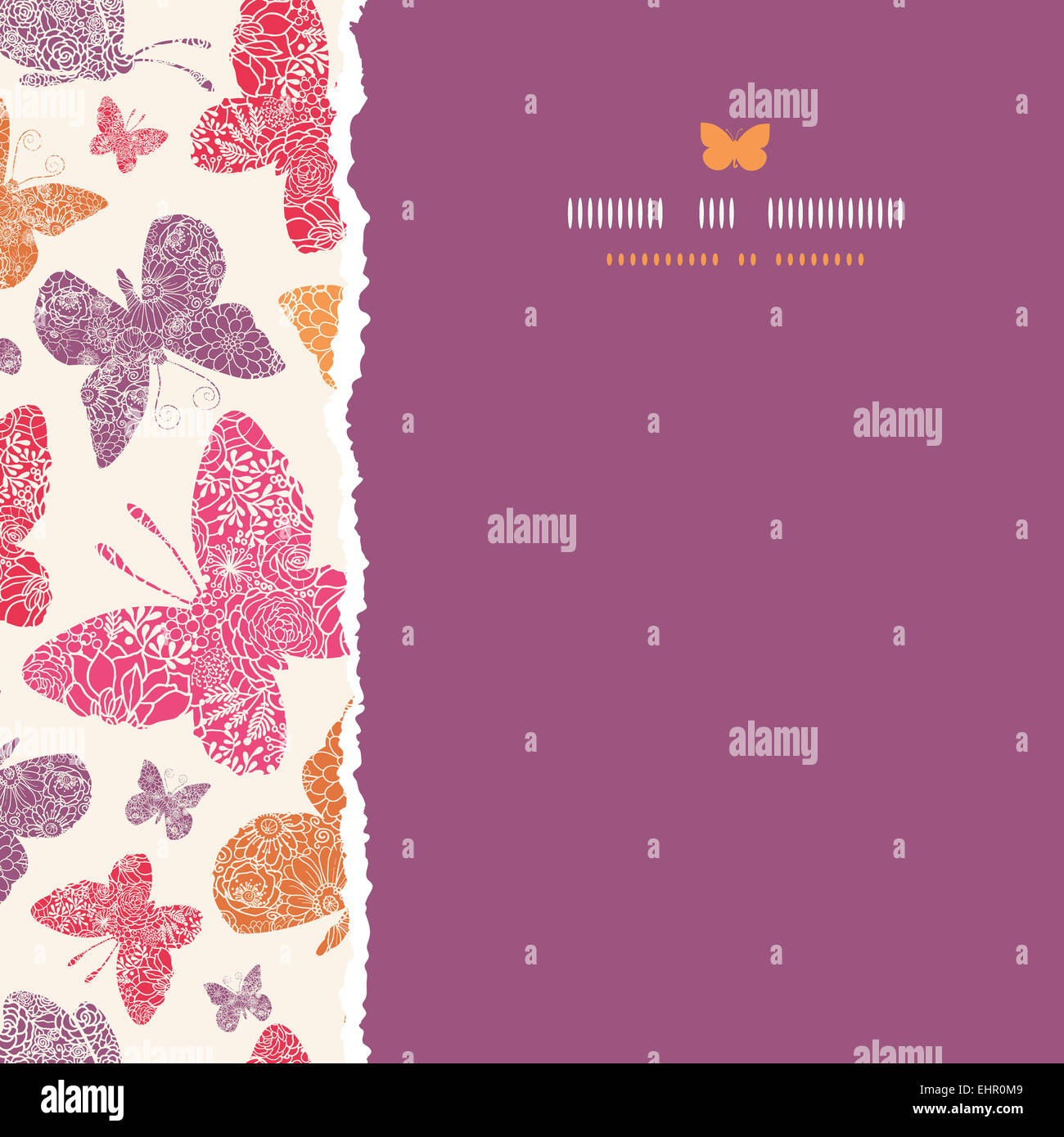 Floral butterflies frame square seamless pattern background Stock Photo ...