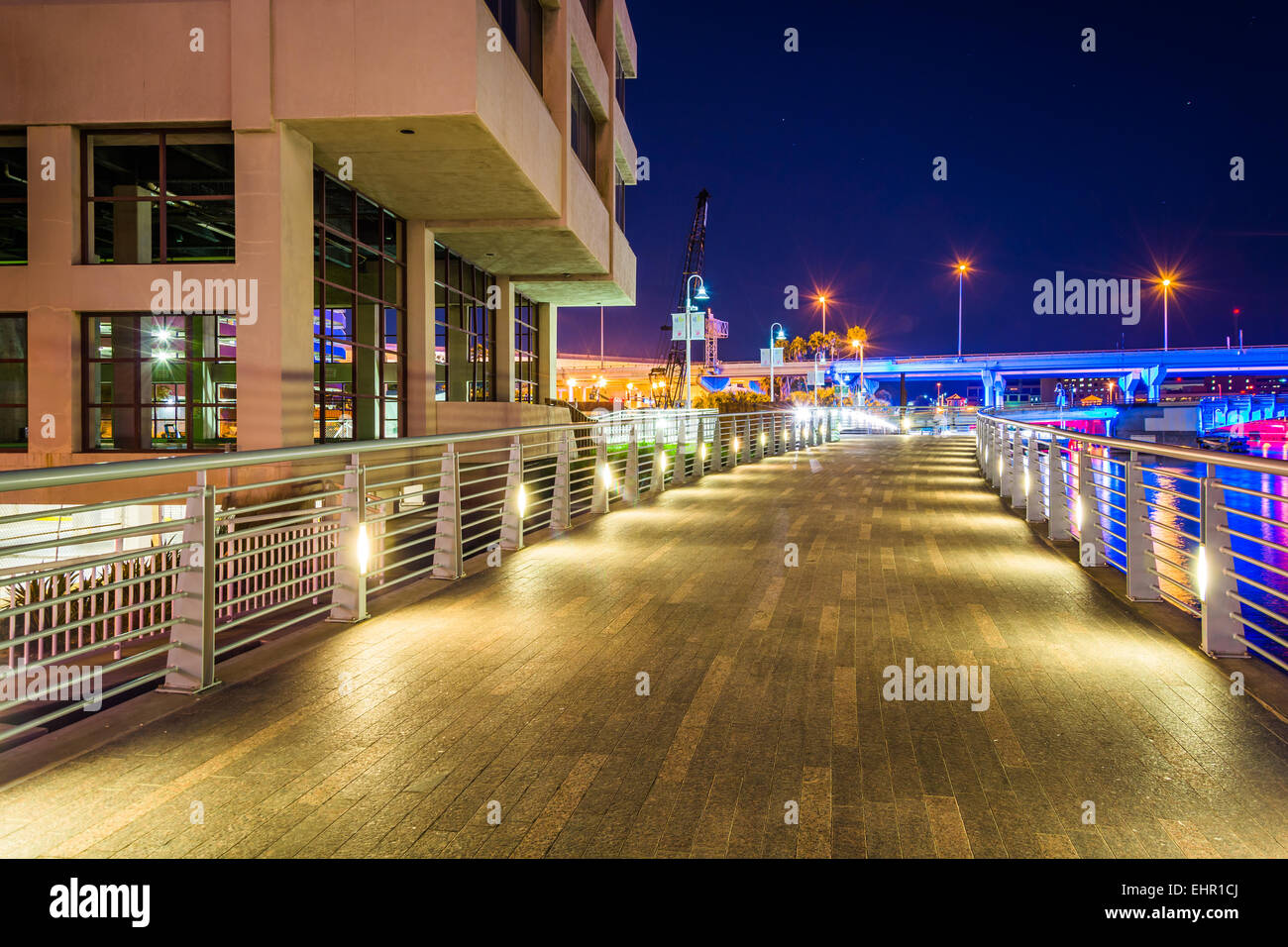 The Riverwalk at night, in Tampa, Florida Stock Photo - Alamy